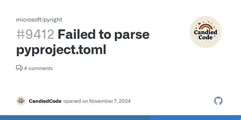 failed to parse pyproject toml · issue 9412 · microsoft pyright · github