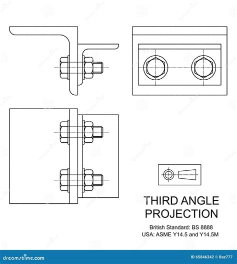 Third Angle Orthographic Projection Vector Illustration Cartoondealer