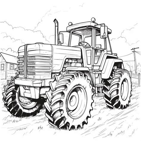 어린이를 위한 어린이 디자인 색칠 책 어린이를 위한 농업용 차량 색칠 책 페이지 프리미엄 Ai 생성 벡터