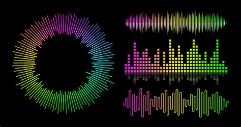 벡터 음악 웨이브 이퀄라이저 세트입니다 오디오 플레이어 Ui 요소입니다 음향 조절기에 대한 스톡 벡터 아트 및 기타 이미지 음향 조절기 그래픽 이퀄라이저 음악