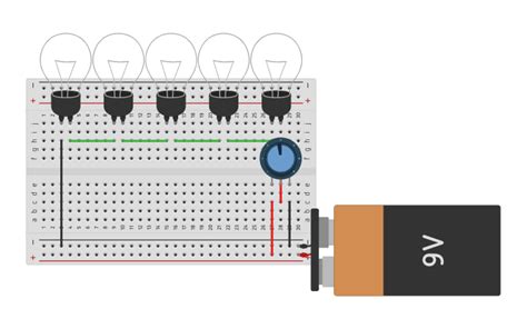 Circuit Design Controlling 5 Light Bulbs With A Potentiometer Tinkercad