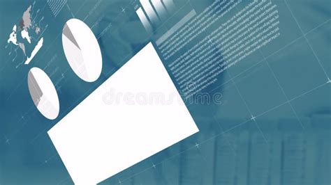 animation of abstract data visualization with charts and text on blue