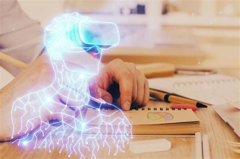 Premium Photo Abstract Man Wearing Augmented Reality Headsets