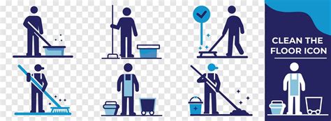Floor Mop Icons Mop And Bucket Symbol Cleaning Service Signs Vector