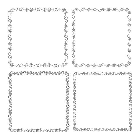 Set Of Calligraphic Abstract Square Frame Decorative Line Art Scroll