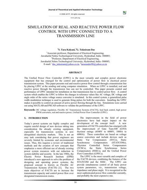 Pdf Simulation Of Real And Reactive Power Flow Control With