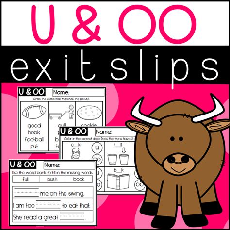 U And OO Words Exit Slips Made By Teachers