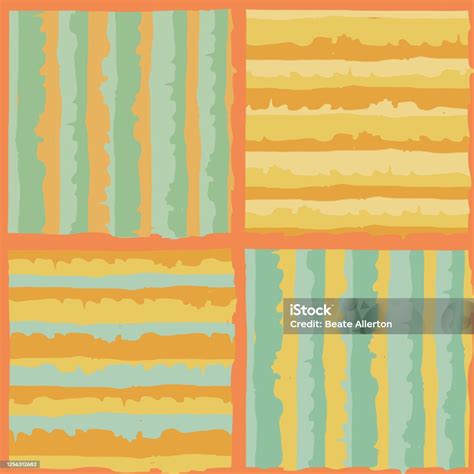 벡터 기하학적 화가 스트라이프 모자이크 타일 원활한 패턴 배경 오렌지 테두리가있는 컷 아웃 스타일 사각형과 열대 배경 퀼트 효과 디자인 휴가를 위한 모든 인쇄를 통해 패치