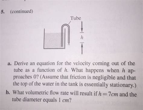 Solved Derive An Equation For The Velocity Coming Out Of The Chegg Com