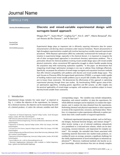 Pdf Discrete And Mixed Variable Experimental Design With Surrogate Based Approach