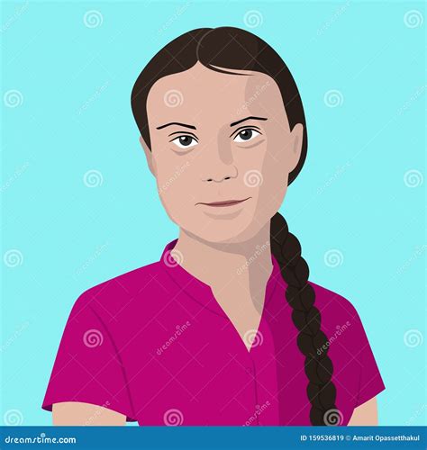 Greta Thunberg Teenage Environmental Activist Vector Illustration