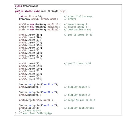 solved from book add a merge method to the ordarray