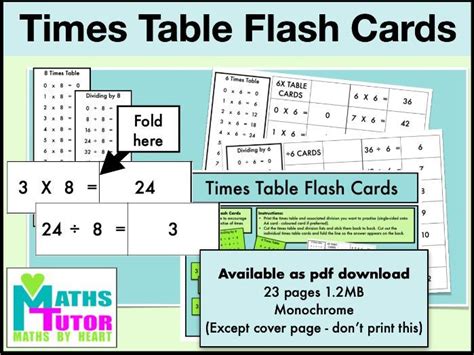 Times Table Flash Cards Teaching Resources