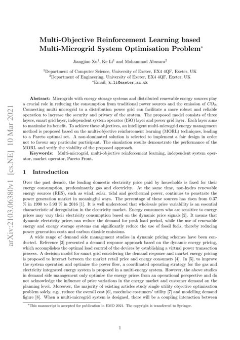 Multi Objective Reinforcement Learning Based Multi Microgrid System
