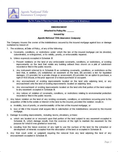Restrictions Easements Minerals Alta 9 Overview