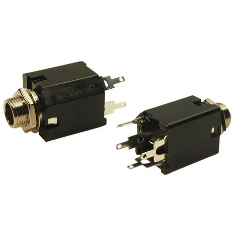 Cliff Fm6701 6 35mm Vertical Pcb Mounting Stereo Jack Socket With 4 Contacts Rapid Electronics