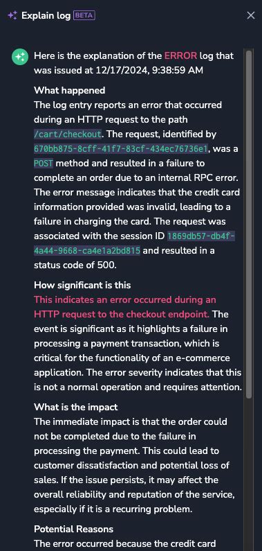 Explain Log Coralogix Docs
