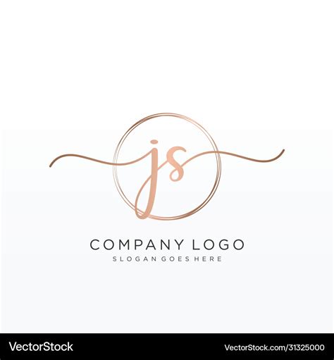 Js Initial Handwriting Logo Design Royalty Free Vector Image