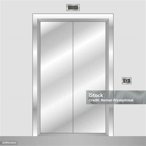 닫힌 문이있는 금속 엘리베이터 현실적인 사무실 건물 리프트 벡터 3차원 형태에 대한 스톡 벡터 아트 및 기타 이미지 3차원 형태 가정 생활 강철 Istock