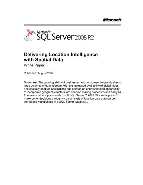 Sql Server R Spatial Data Whitepaper Pdf