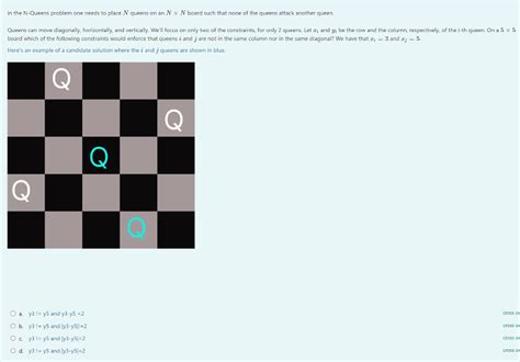 solved in the n queens problem one needs to place n queens