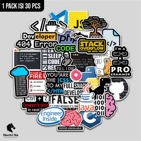 Jual Stiker Pack Programmer Programming Coding Anti Air Stiker Helm Laptop Komputer Koper