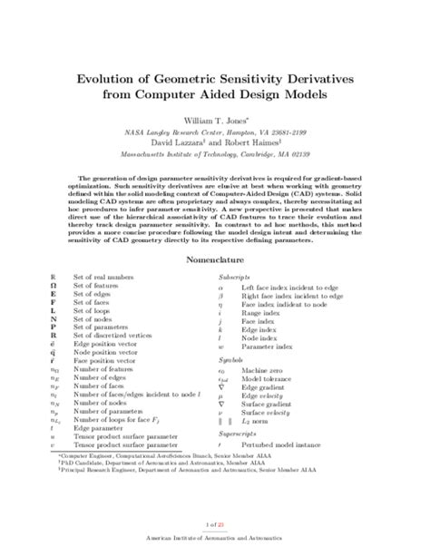 Pdf Evolution Of Geometric Sensitivity Derivatives From Computer