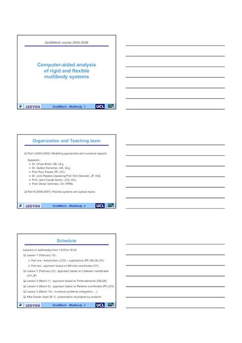 Pdf Computer Aided Analysis Of Rigid And Flexible Multibody · Grasmech Multibody 1