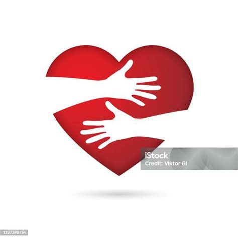 사랑 벡터 일러스트 레이터 포옹 사랑 기호와 빨간 마음을 포용 하는 손 가족에 대한 스톡 벡터 아트 및 기타 이미지 가족