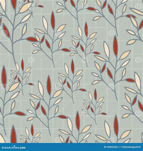 Simple Outline Leaves Seamless Pattern Modern Leaf Wallpaper Stock Vector Illustration Of