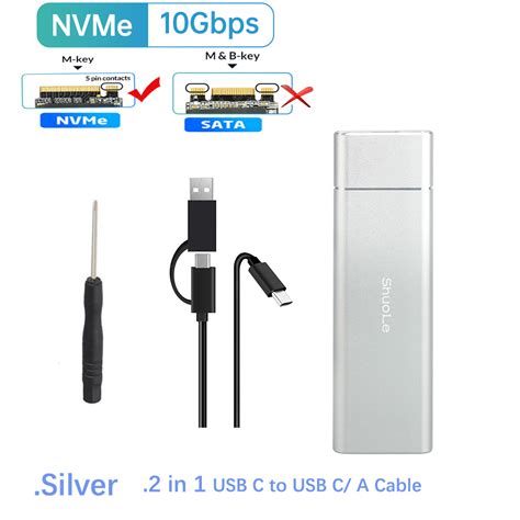 Shuole M 2 Nvme Ssd Case Type C Usb 3 1 Gen 2 10 Gbps To Nvme Pcl E M Key Enclosure Reader For