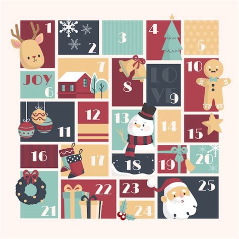 Free Vector Template Advent Calendar Flat Design