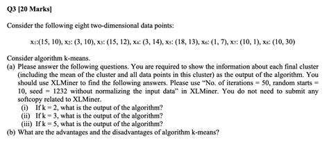 Solved Consider The Following Eight Two Dimensional Data