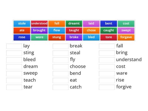 Irregular Verbs Match Up Irregular Verbs Match Up