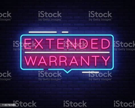 연장 보증 네온 사인 벡터입니다 확장 보증 템플릿 네온 텍스트 빛 배너 네온 간판 야간 밝은 광고 빛 비문 벡터 일러스트 간판에 대한 스톡 벡터 아트 및 기타 이미지