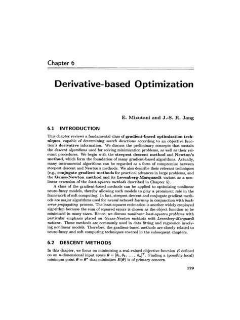 Derivative Based Optimization Pdf