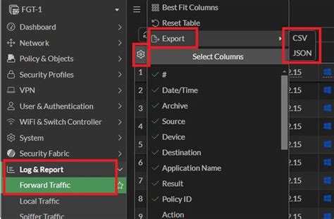 technical tip exporting logs in csv or json forma fortinet community
