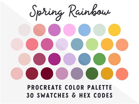 Rainbow Procreate Color Palette Procreate Color Palette Hex Codes Color