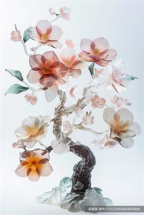 晶莹透亮花卉玻璃工艺品png下载 编号716229458964649898 设图网