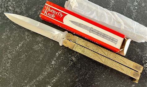 Vintage Balisong Butterfly Knife From Pakistan Nice Brass Handles
