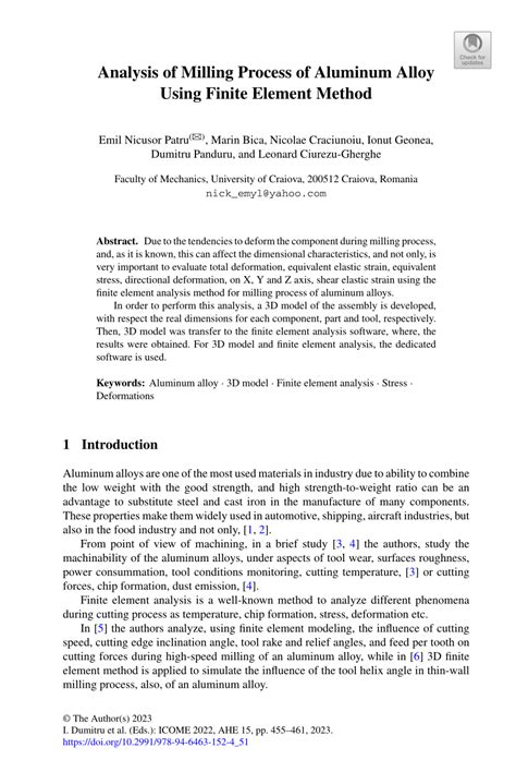 Pdf Analysis Of Milling Process Of Aluminum Alloy Using Finite