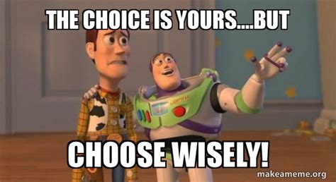 The Choice Is Yours But Choose Wisely Buzz And Woody Toy Story