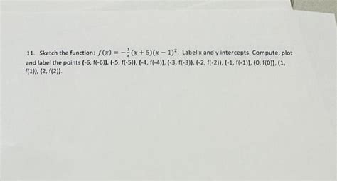 solved 11 sketch the function f x −41 x 5 x−1 2 label x