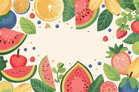 Fruit Frame In Cartoon Style Flat Vector Illustration Premium Ai Generated Vector