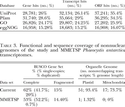 Phaeocystis Antarctica Transcriptome Functional Annotation Statistics Download Scientific