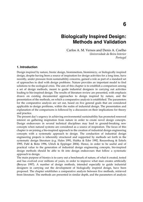 Pdf Biologically Inspired Design Methods And Validation