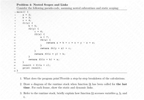 Solved Problem 4 Nested Scopes And Linksconsider The