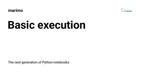 Basic Execution Marimo