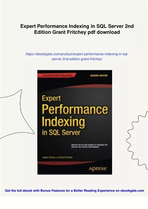 Summary Expert Performance Indexing In Sql Server 2nd Edition Grant Fritchey Digital Download
