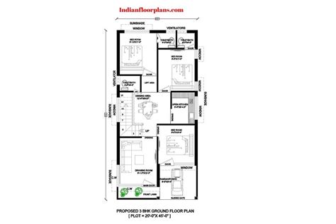 2 Bhk Floor Plan With Dimensions